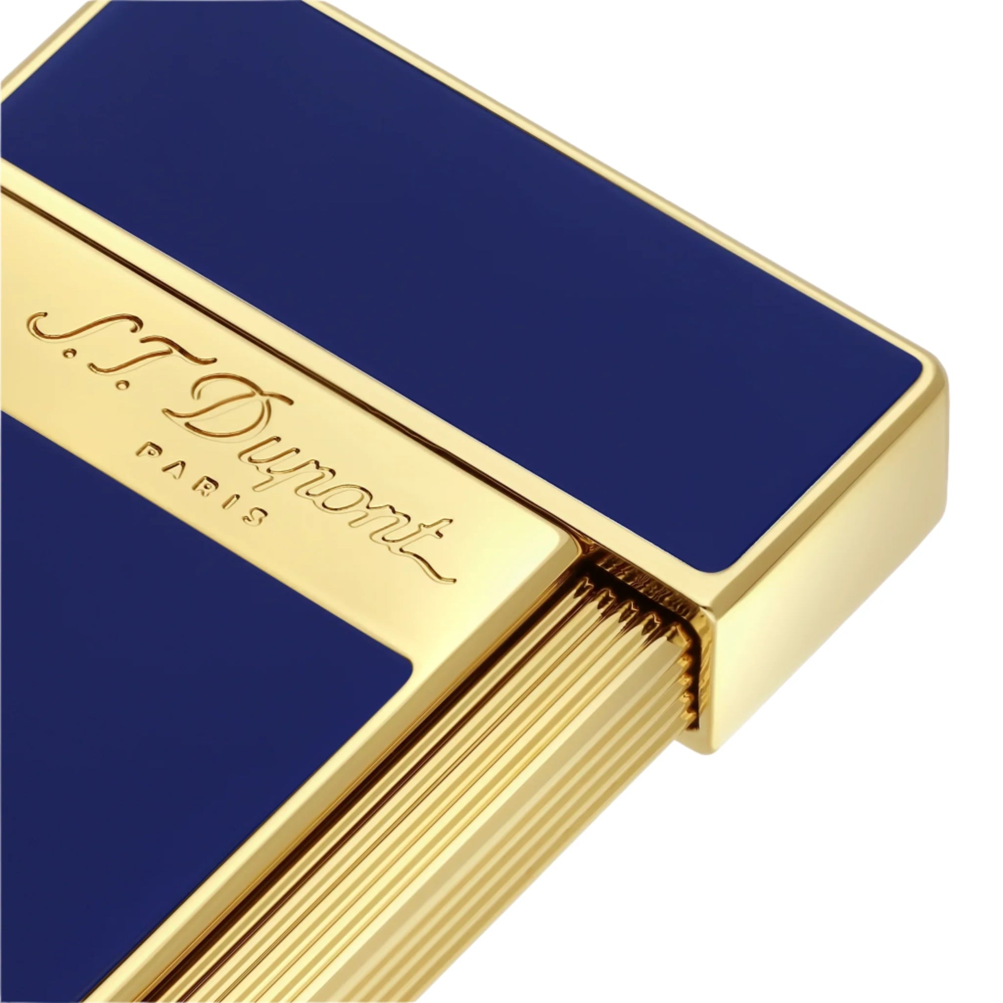S.T. Dupont Slimmy Blue Lacquer and Gold Lighter | KirbyAllison.com