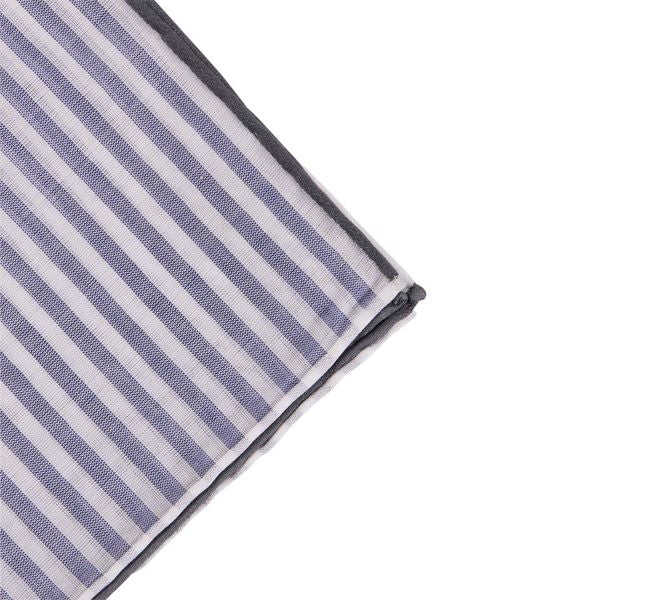 Simonnot Godard Royal Blue & White Striped Cotton Pocket Square ...