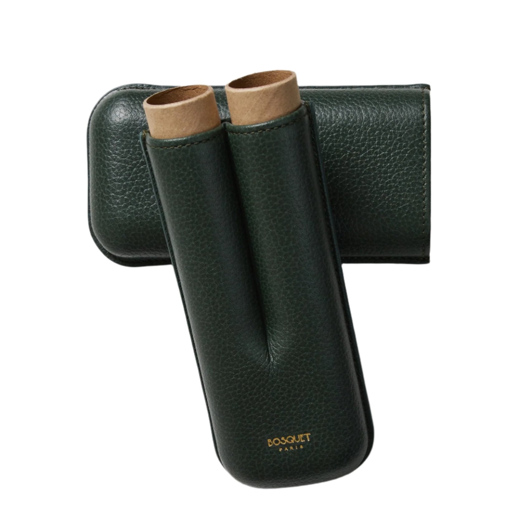 Bosquet Smooth Forest Green Leather Cigar Case | KirbyAllison.com