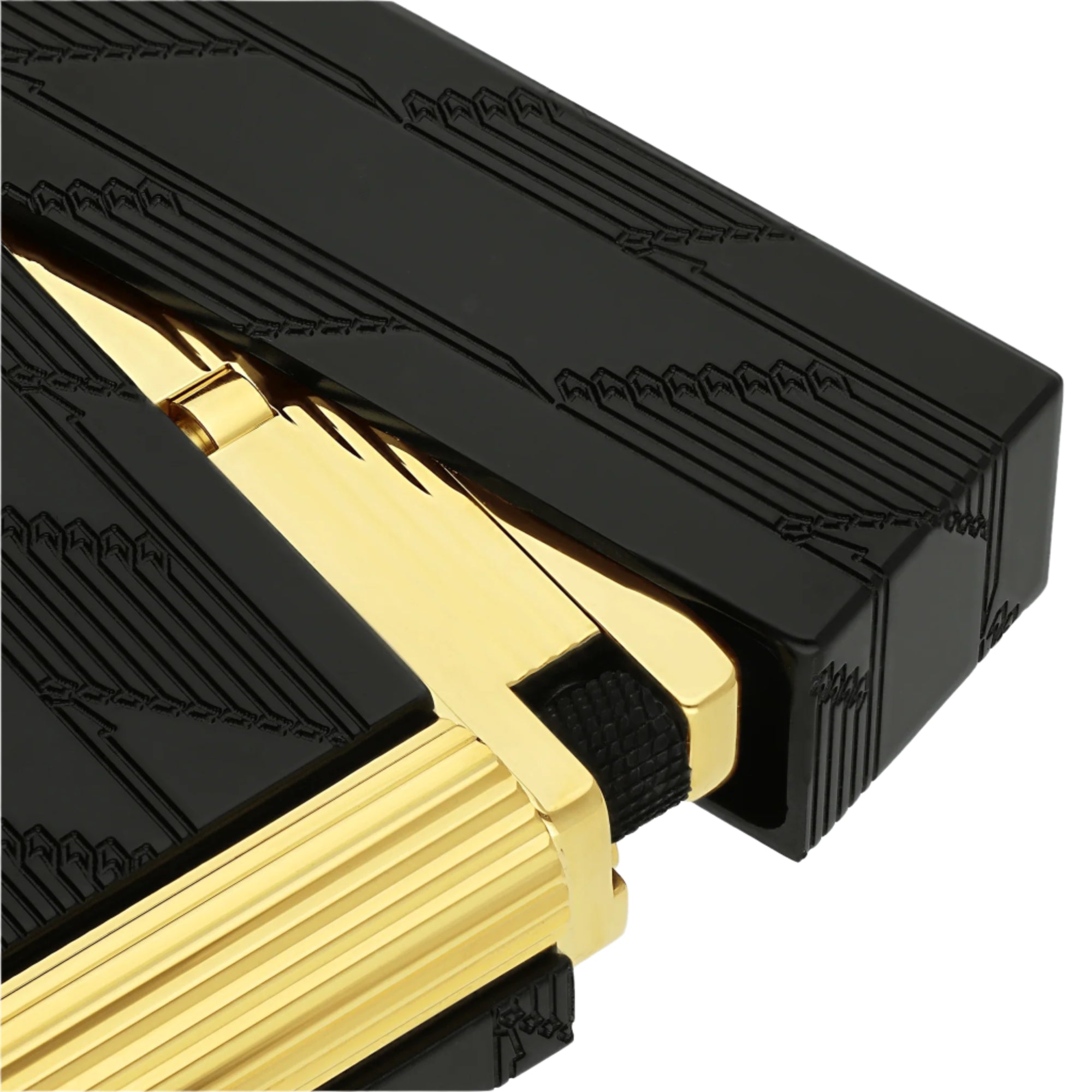 S.T Dupont Line 2 Monogram 1872 Black Guilloche Lighter | KirbyAllison.com