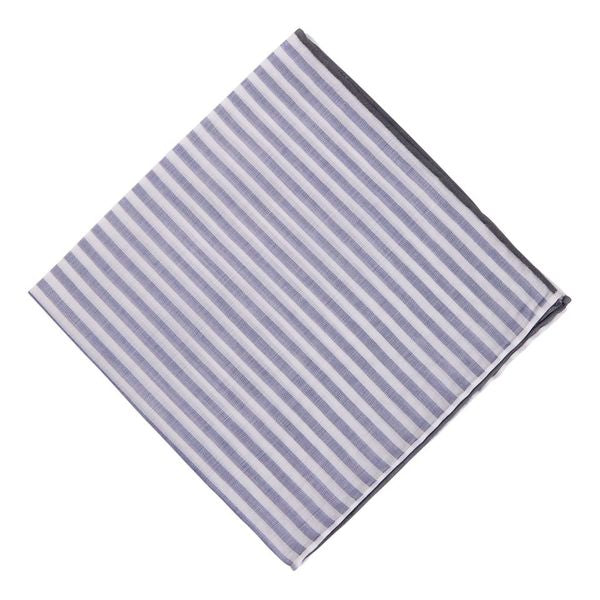 Simonnot Godard Royal Blue & White Striped Cotton Pocket Square ...