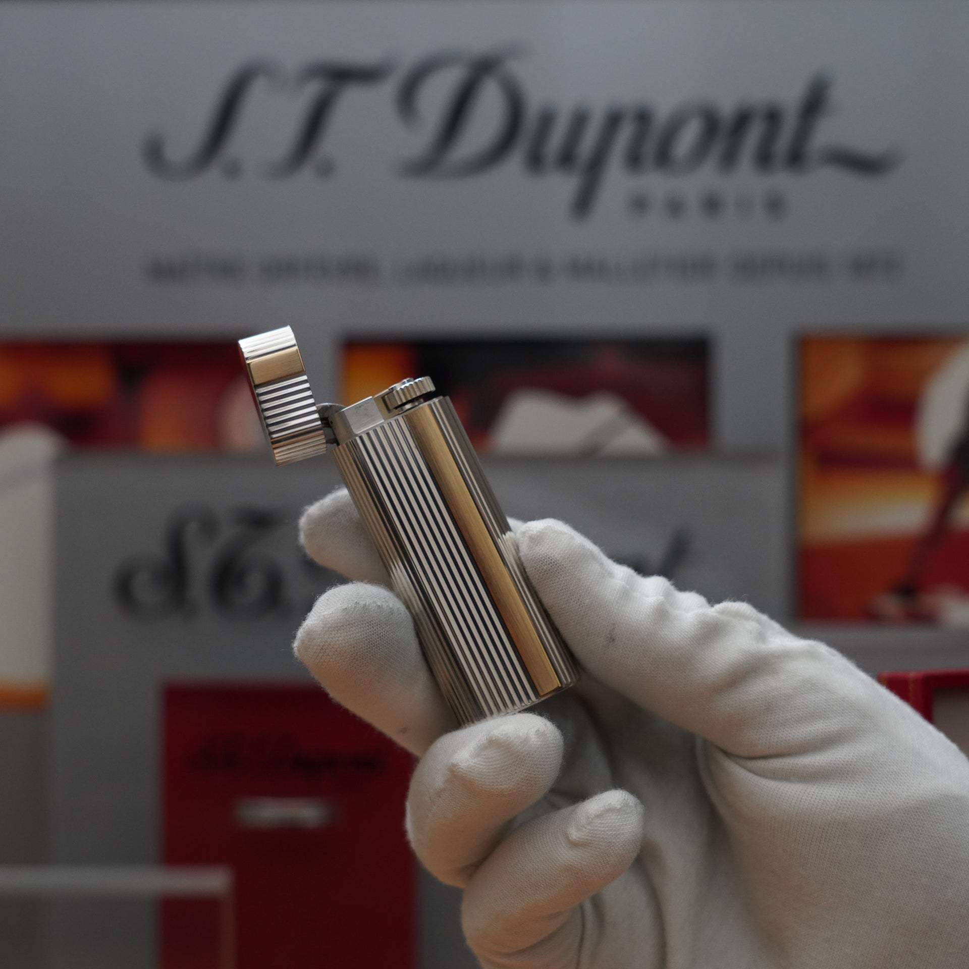 Vintage 1980 Cartier Solid Silver 925 & Gold 750 Lighter with 18k Soli ...