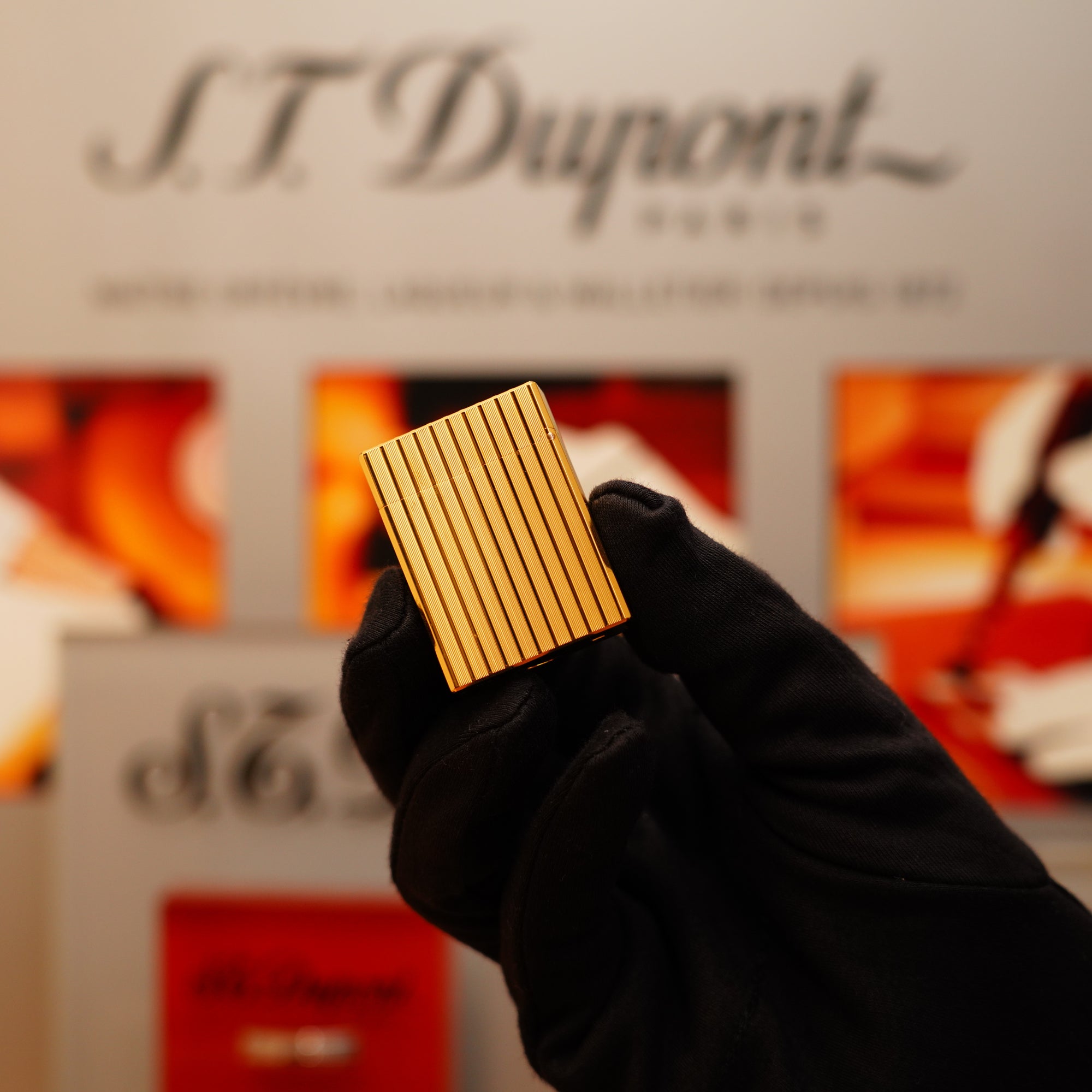 Vintage 1990 St Dupont 24k Gold Finish Small Ligne 1 Rare Pattern Ligh ...