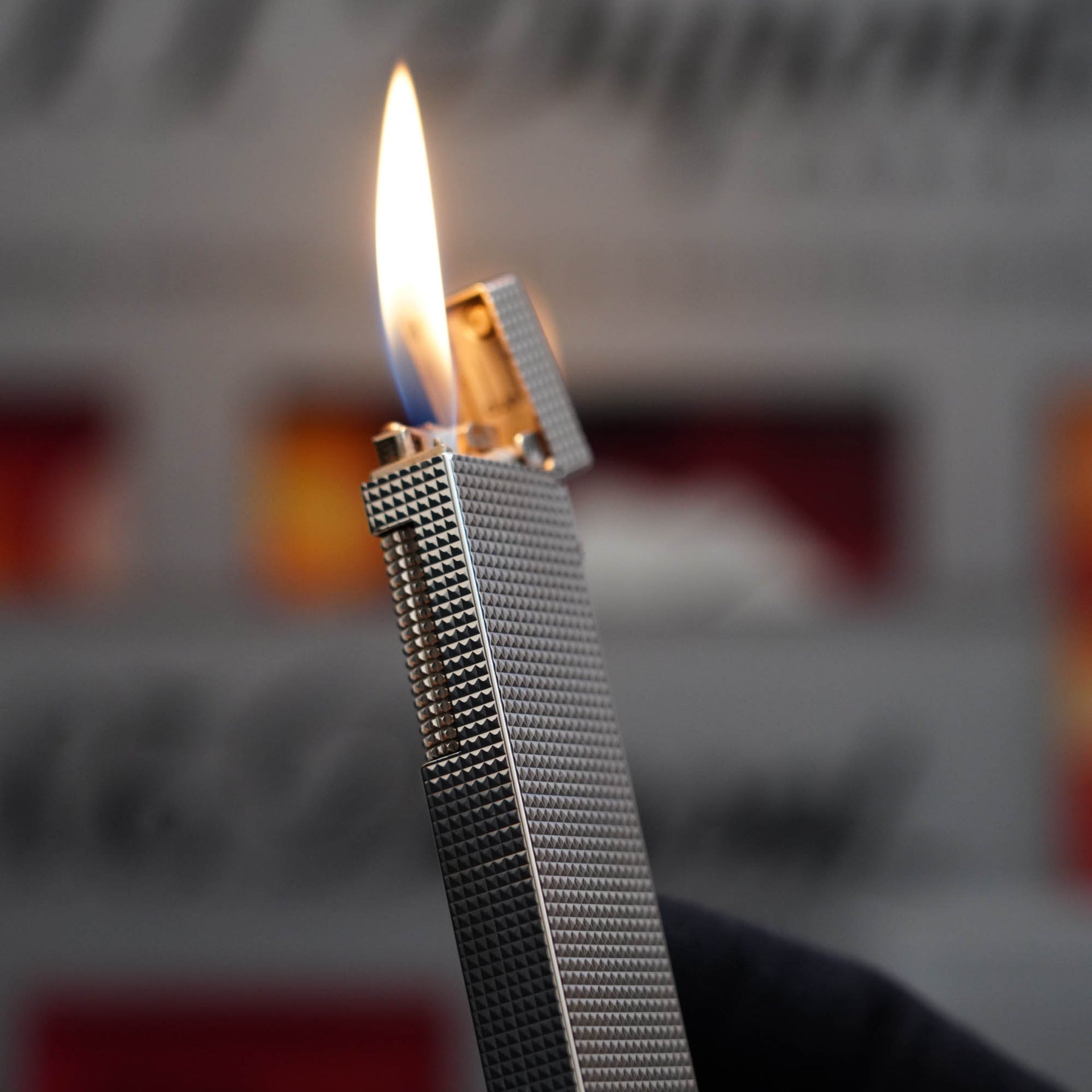 Vintage 1970 Dunhill Table lighter Diamond Head Silver Plated Long Boy ...