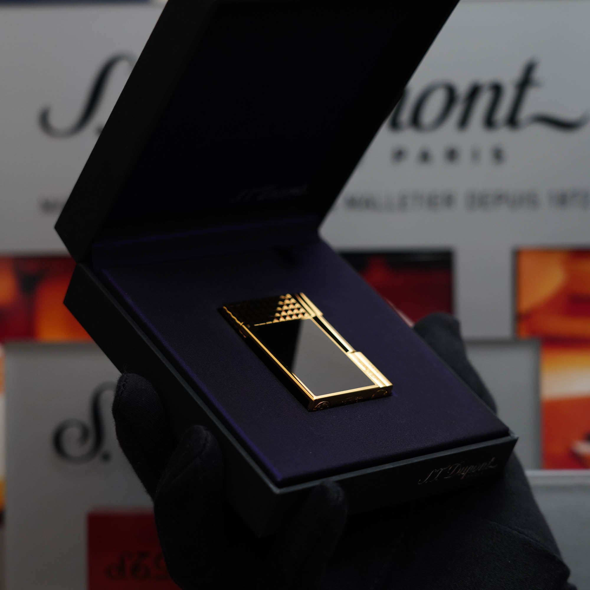 Vintage 1980 St Dupont Gatsby Heavy 24k Gold Finish Black Laquer Ligne | KirbyAllison.com