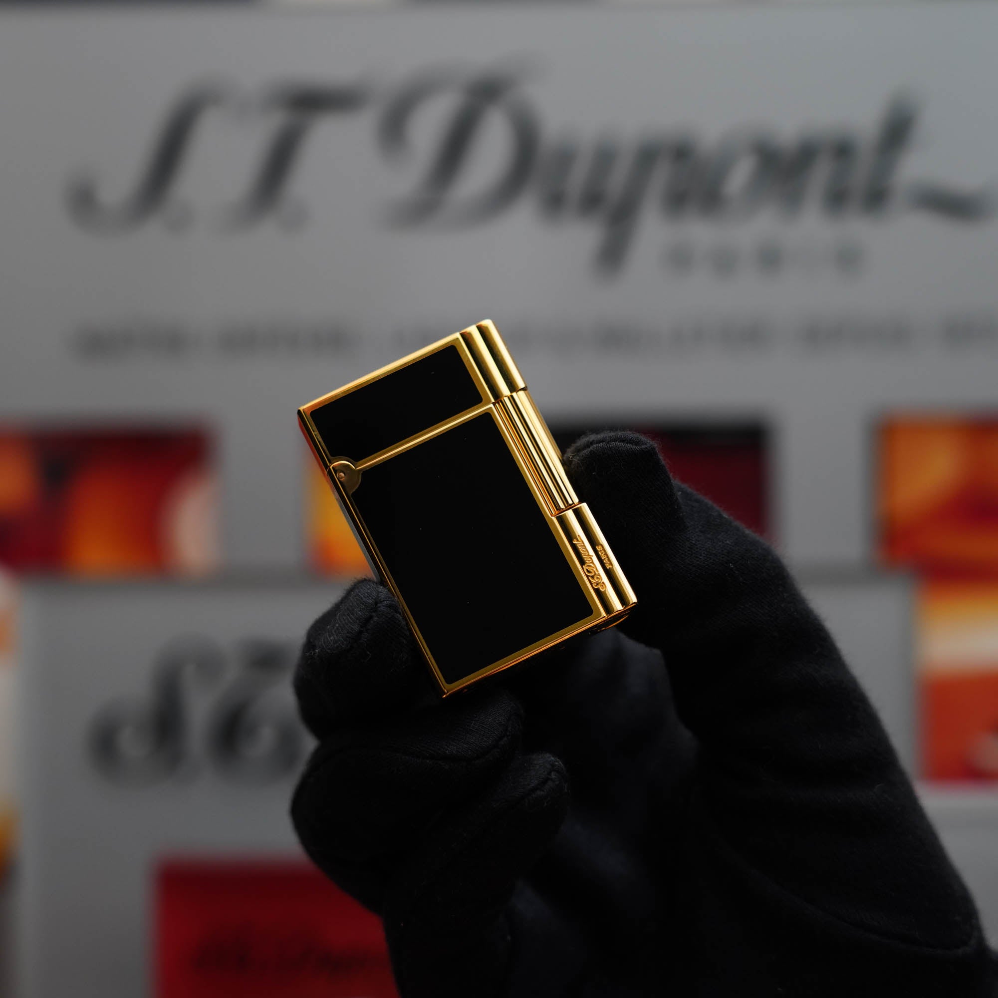 Vintage 1980 St Dupont Gatsby Heavy 24k Gold Finish Black Lacquer Lign | KirbyAllison.com