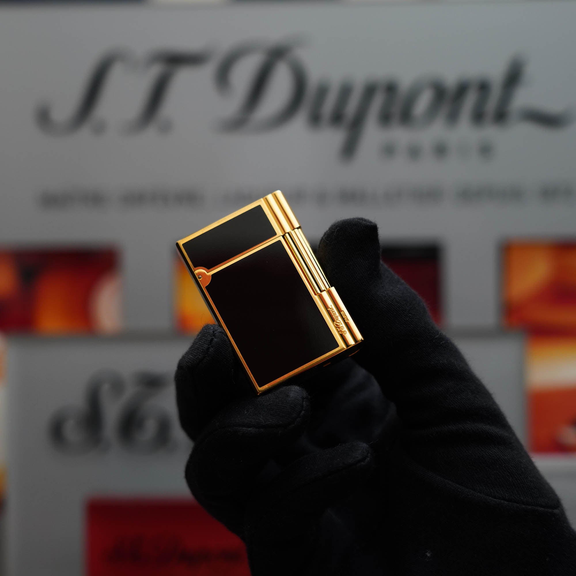 Vintage 1980 St Dupont Gatsby Heavy 24k Gold Finish Black Lacquer Lign | KirbyAllison.com