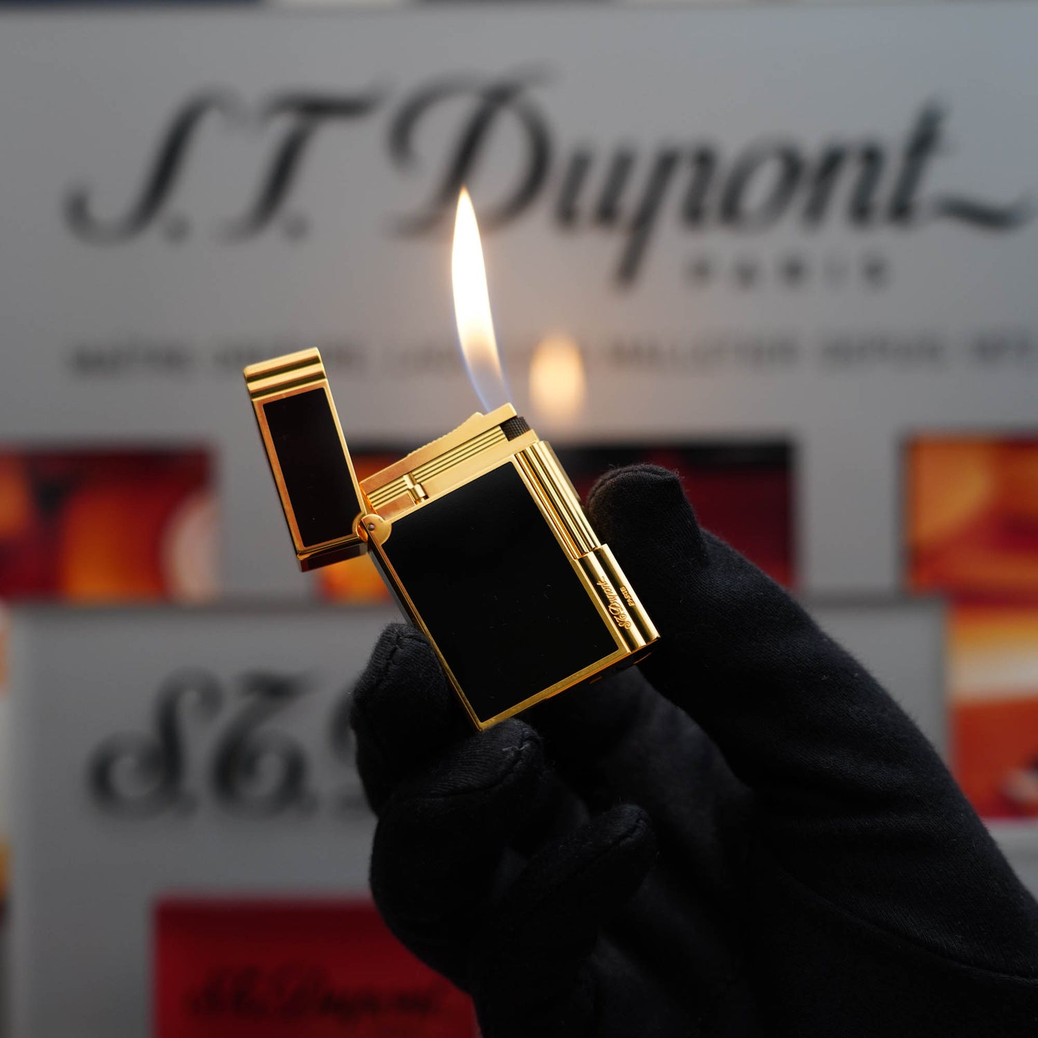Vintage 1980 St Dupont Gatsby Heavy 24k Gold Finish Black Lacquer Lign | KirbyAllison.com