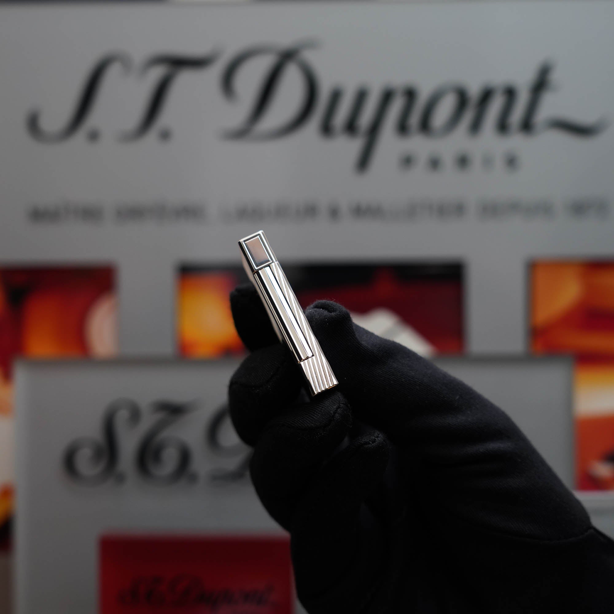 Vintage 1980 St Dupont Silver Finish Vertical Line Ligne 2 LD Lighter ...