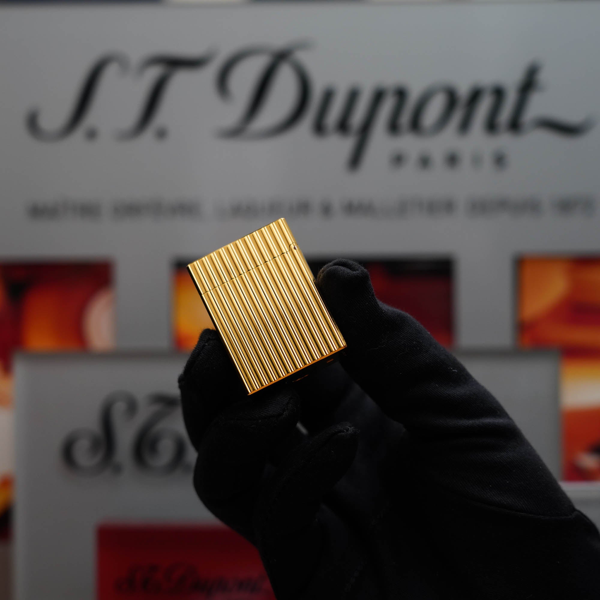 Vintage 1980 St Dupont 24k Gold Finish Vertical Line Ligne 1 Short Lig ...
