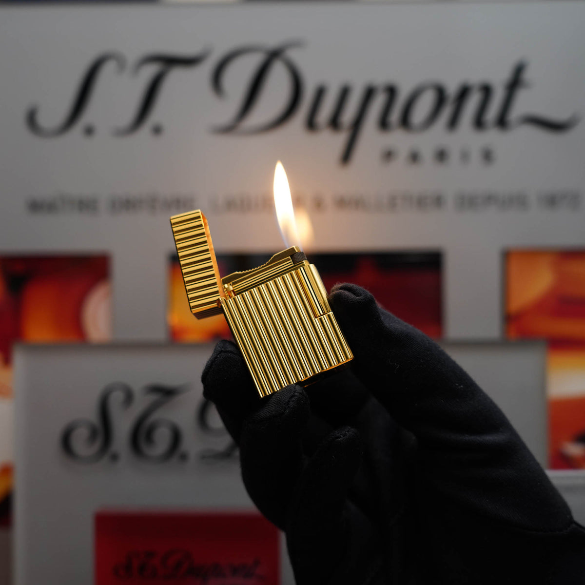 Vintage 1980 St Dupont 24k Gold Finish Vertical Line Ligne 1 Short Lig ...