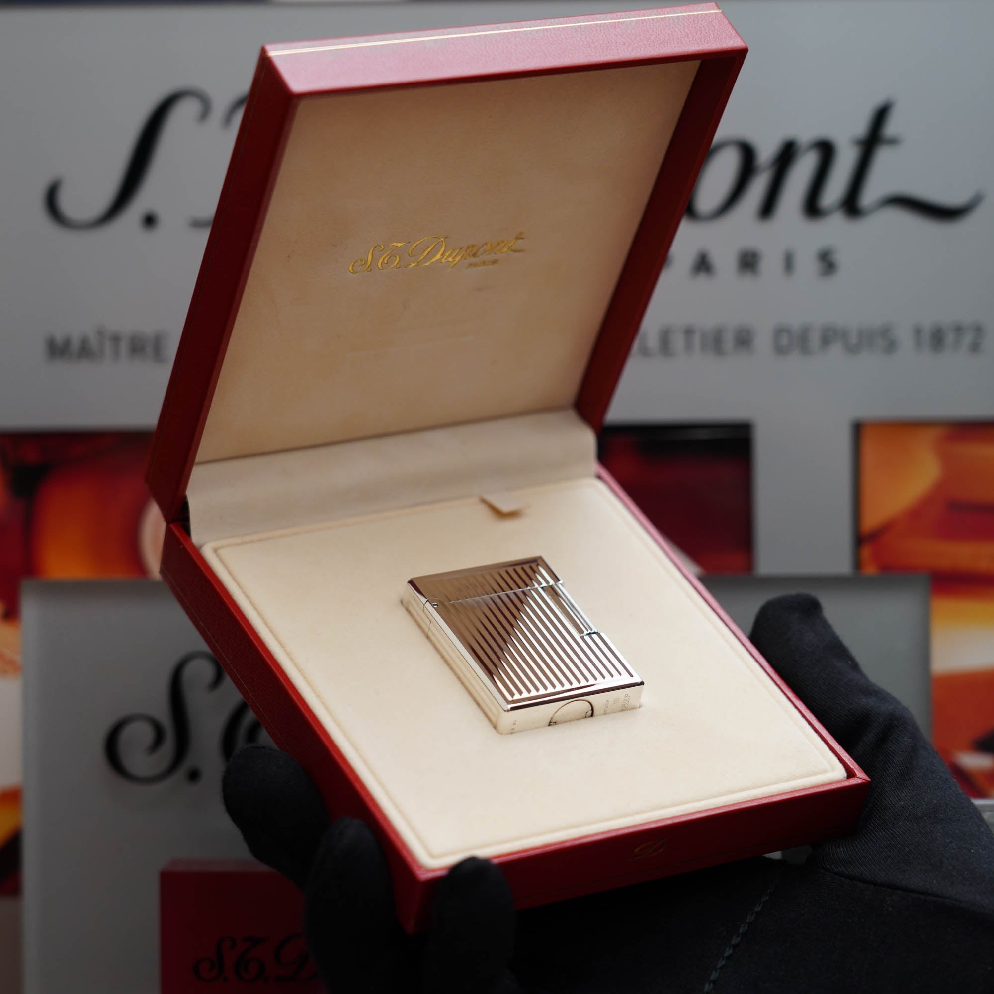 Vintage 1980 St Dupont Heavy Silver Finish Lines Ligne 1 Short Lighter ...