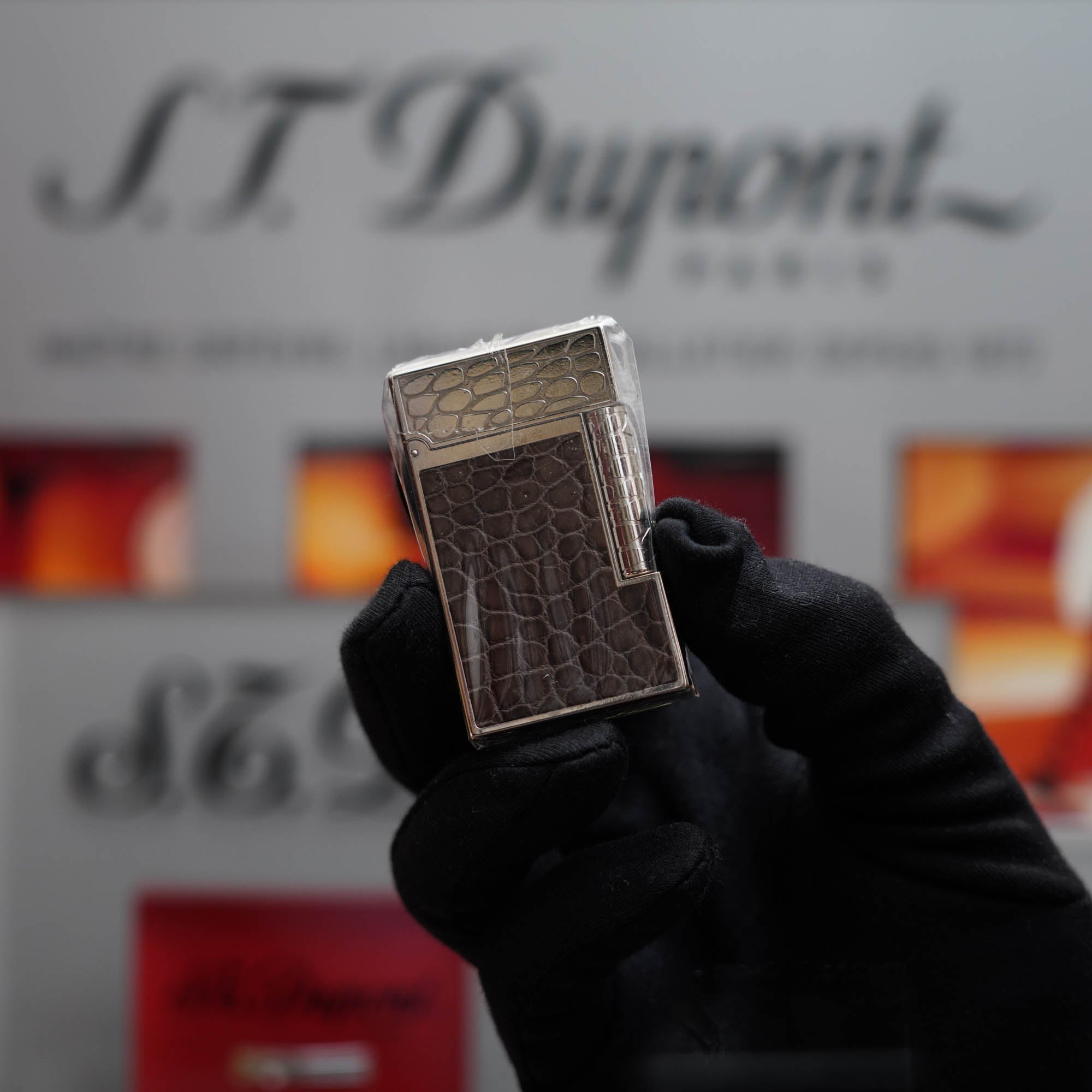 Vintage 1990 S.T. Dupont Extremely Rare Alligator Havane Palladium Lig ...