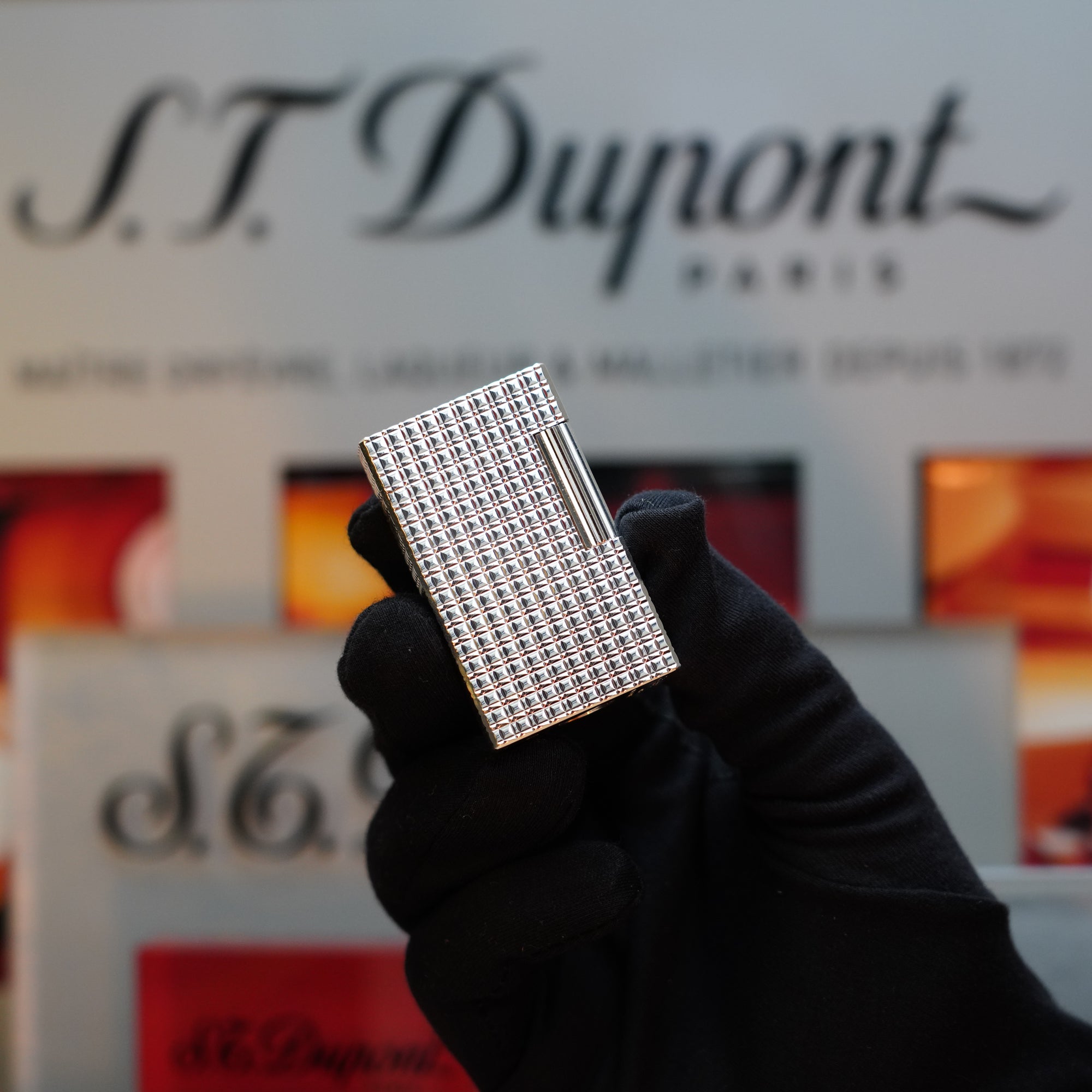 1980 St Dupont Silver Finish Rare Pattern Large Size Ligne 1 Lighter ...