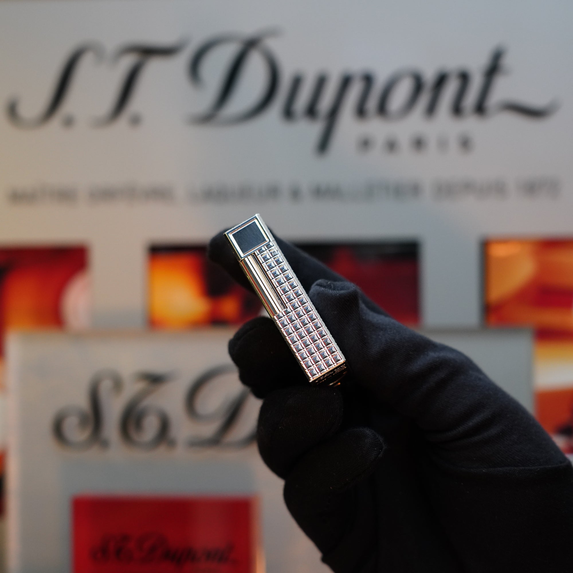 1980 St Dupont Silver Finish Rare Pattern Large Size Ligne 1 Lighter ...