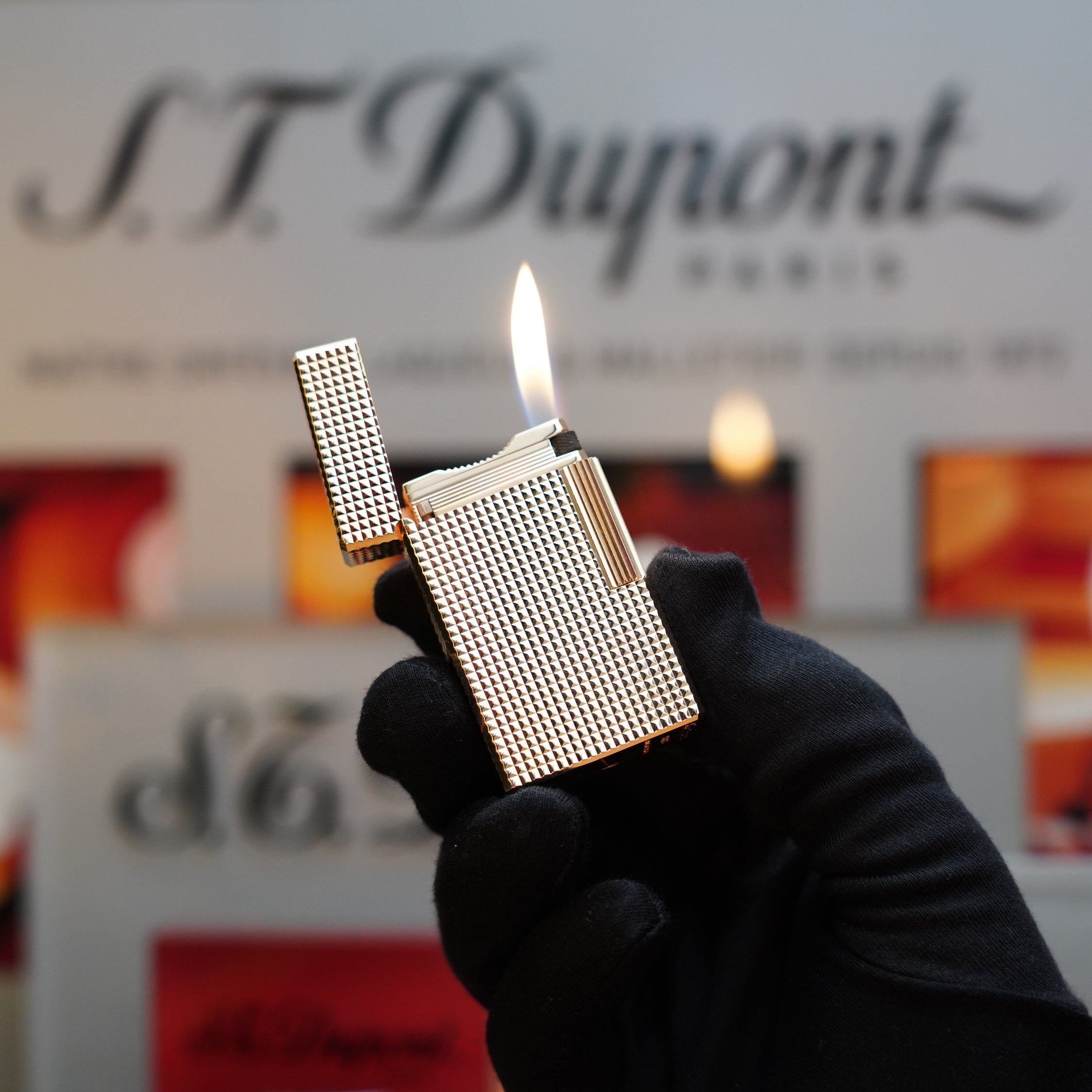 Vintage 1960 S.T. Dupont BS 24k Gold Finish Diamond Head Rare Set Ligh ...