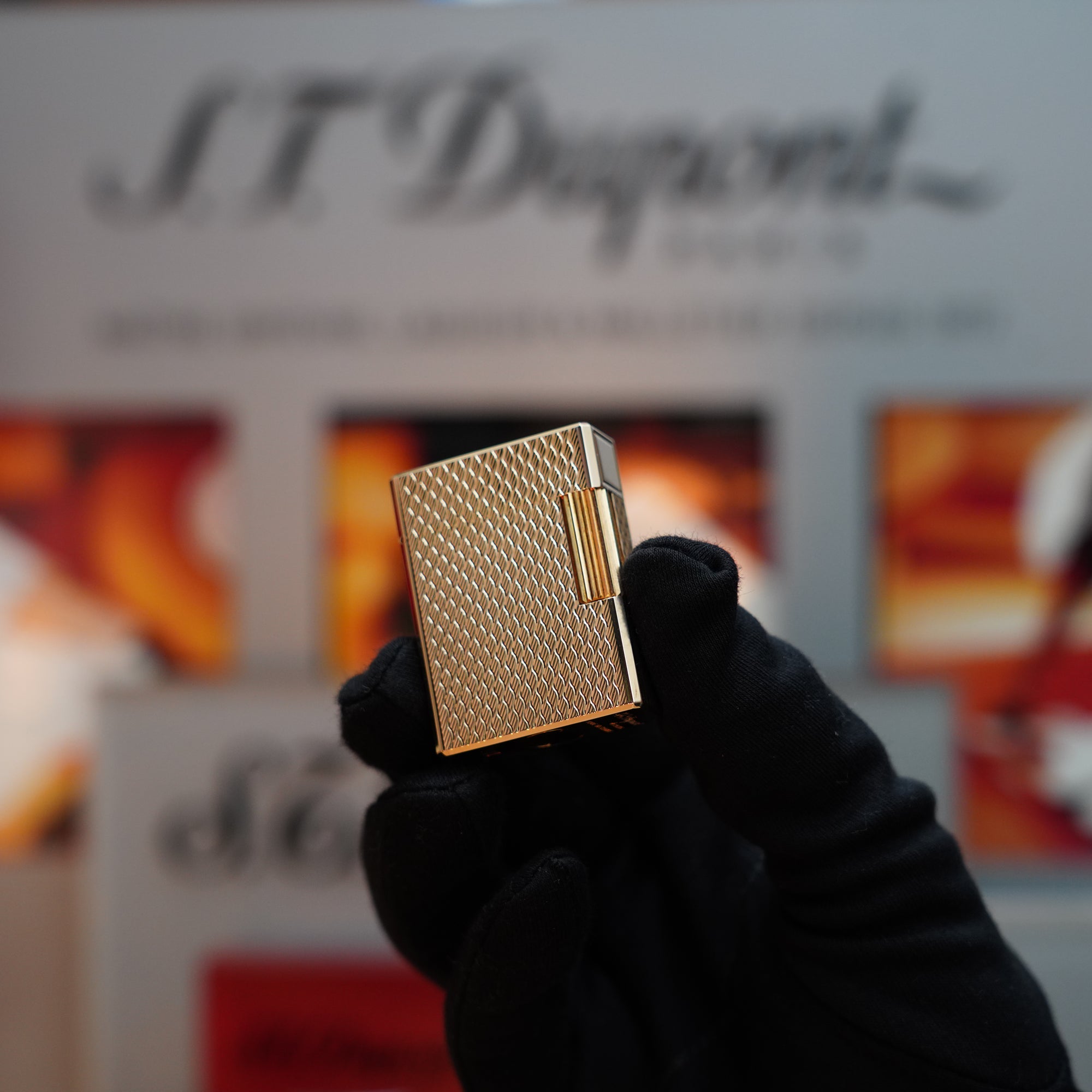 Vintage 1970 St Dupont Heavy 24k Gold Finish Rare Visual Pattern Ligne ...