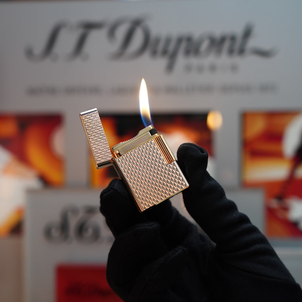 Vintage 1970 St Dupont Heavy 24k Gold Finish Rare Visual Pattern Ligne ...