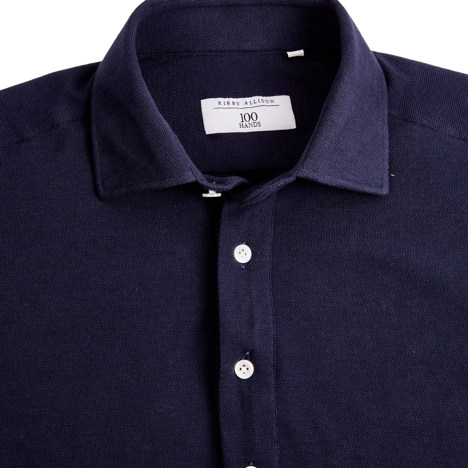 100 Hands x Kirby Allison Navy Long Sleeve Knit Polo | KirbyAllison.com