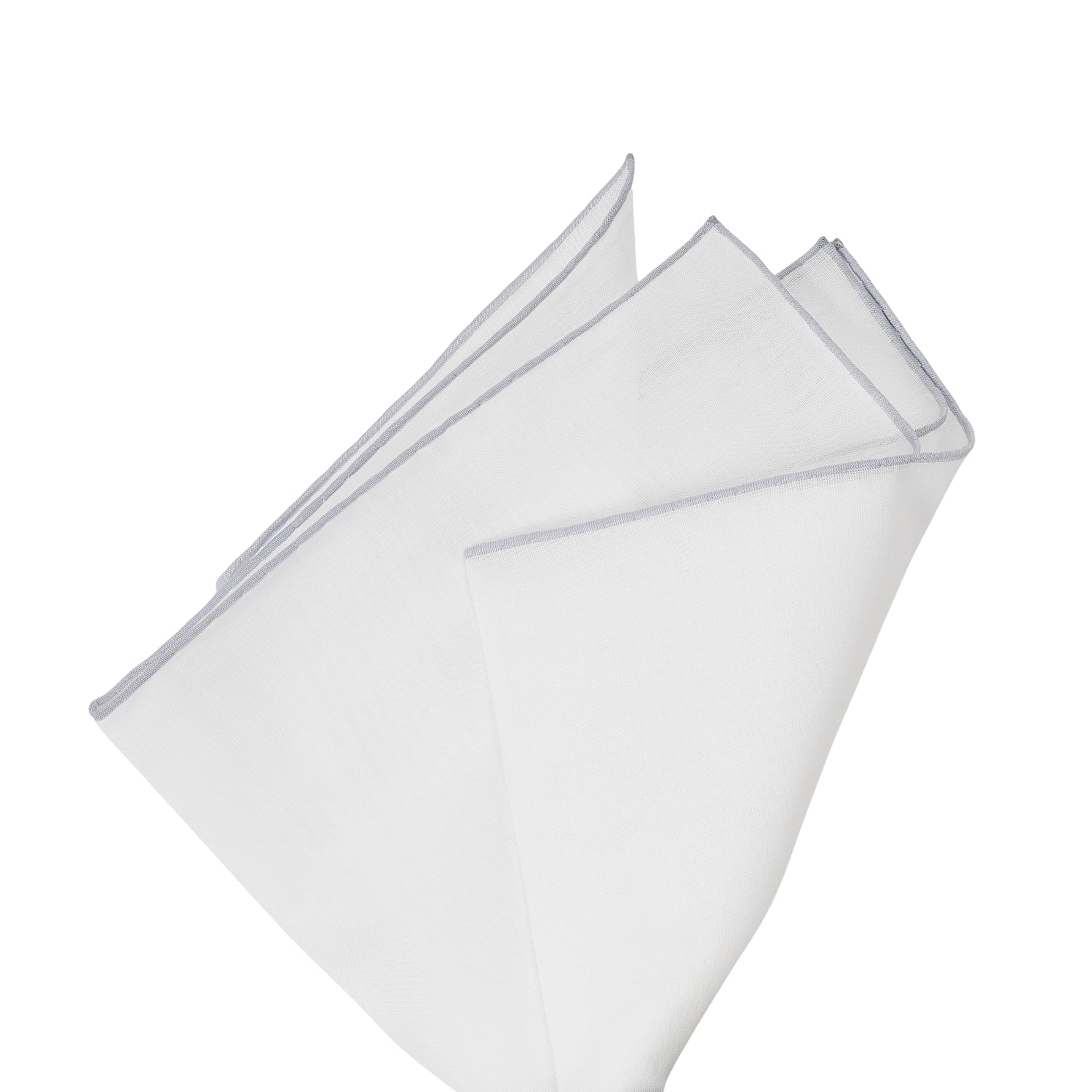 Large Simonnot Godard White with Color Border Cotton Pocket Square ...