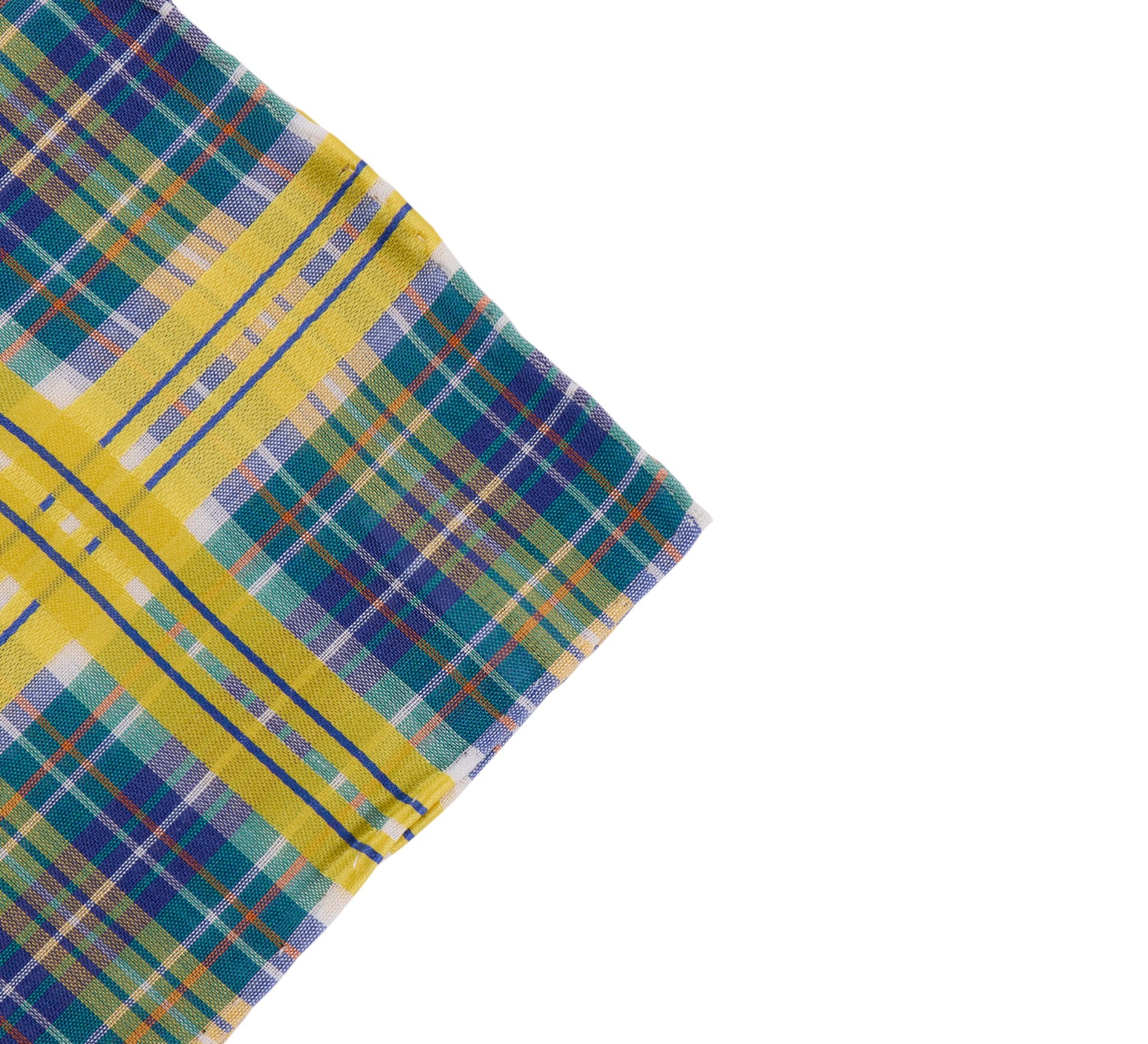Simonnot Godard Green & Yellow Plaid Cotton Pocket Square ...