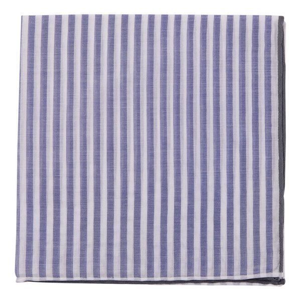 Simonnot Godard Royal Blue & White Striped Cotton Pocket Square ...