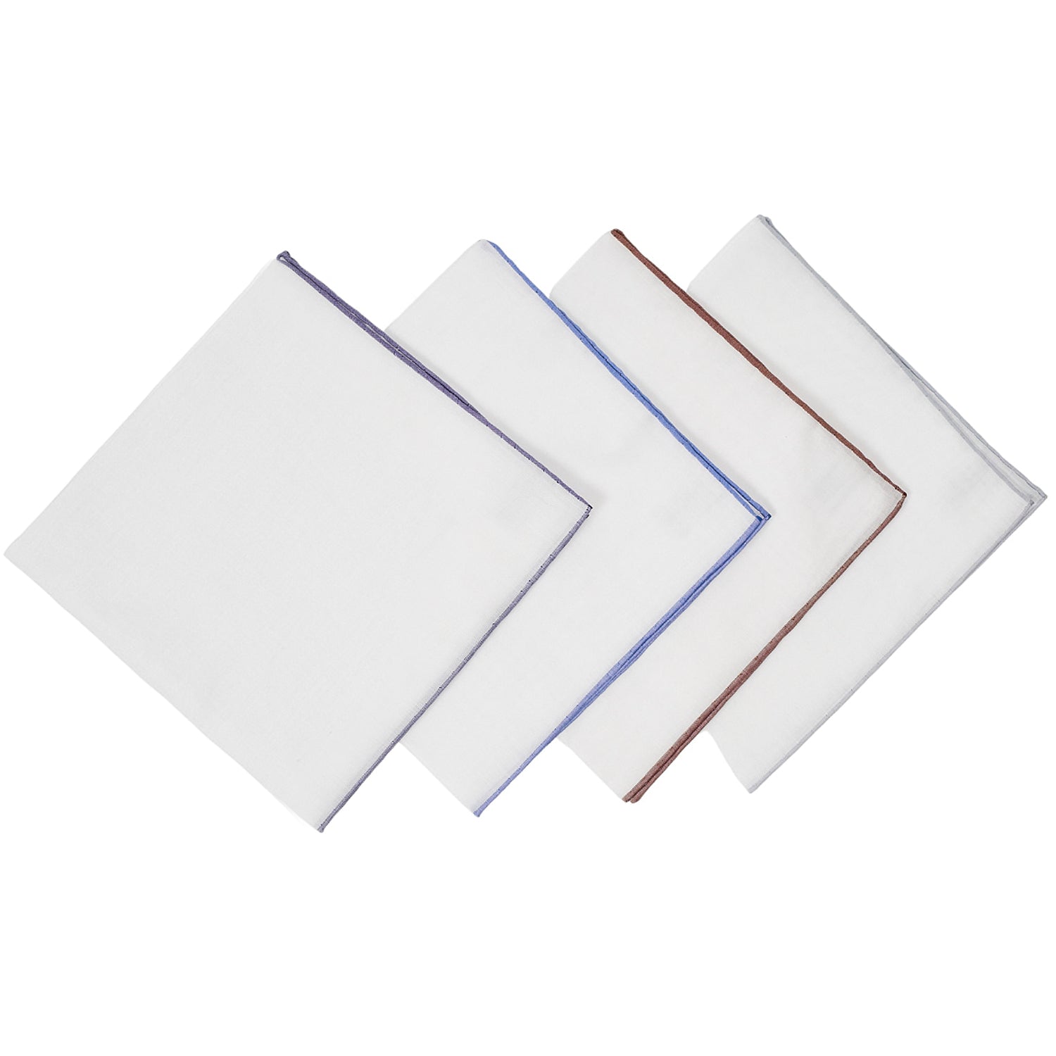 Large Simonnot Godard White with Color Border Cotton Pocket Square ...