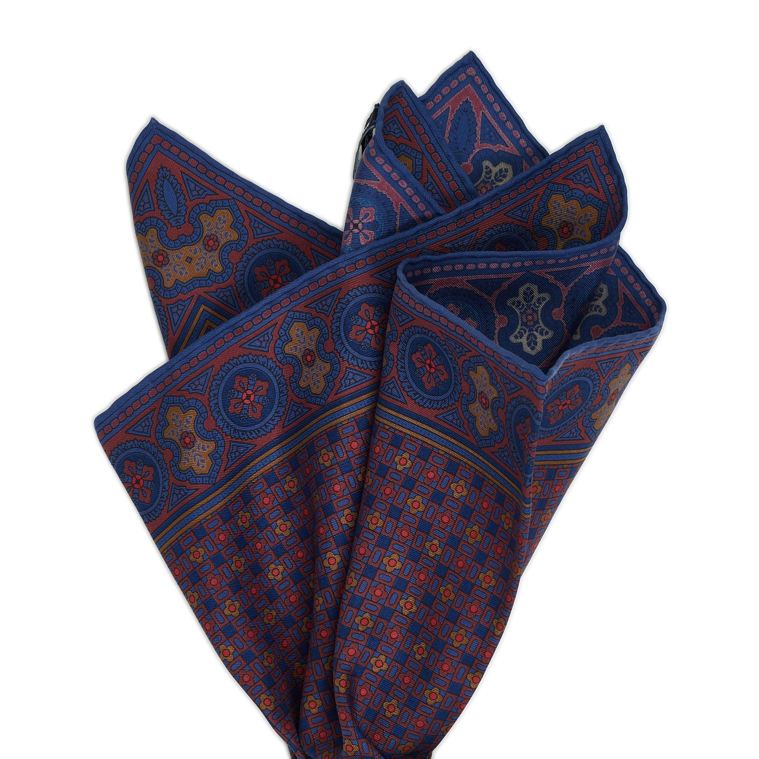 Sovereign Grade Burgundy and Navy Ancient Madder Pocket Square ...
