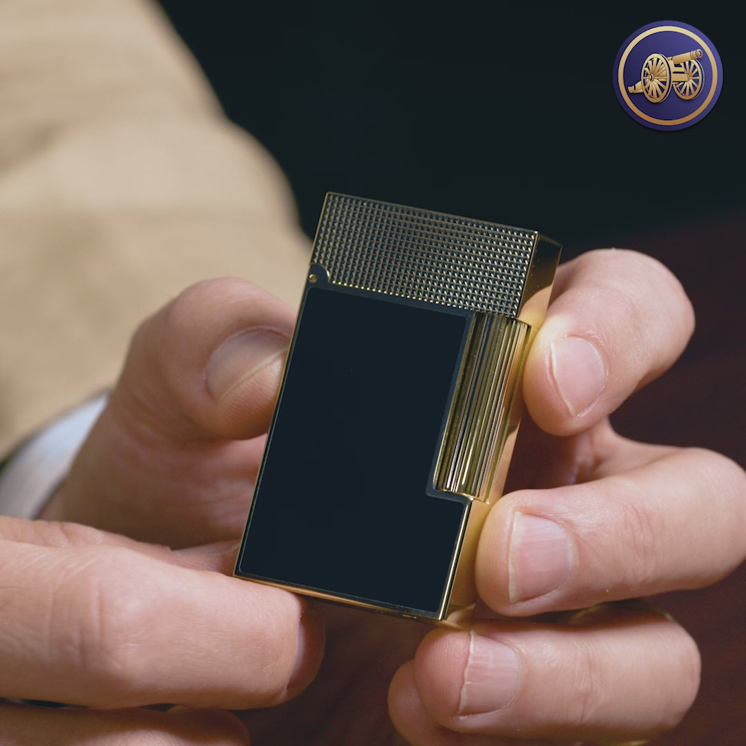 S.T. Dupont Line 2 Gold Black Lacquer Lighter | KirbyAllison.com