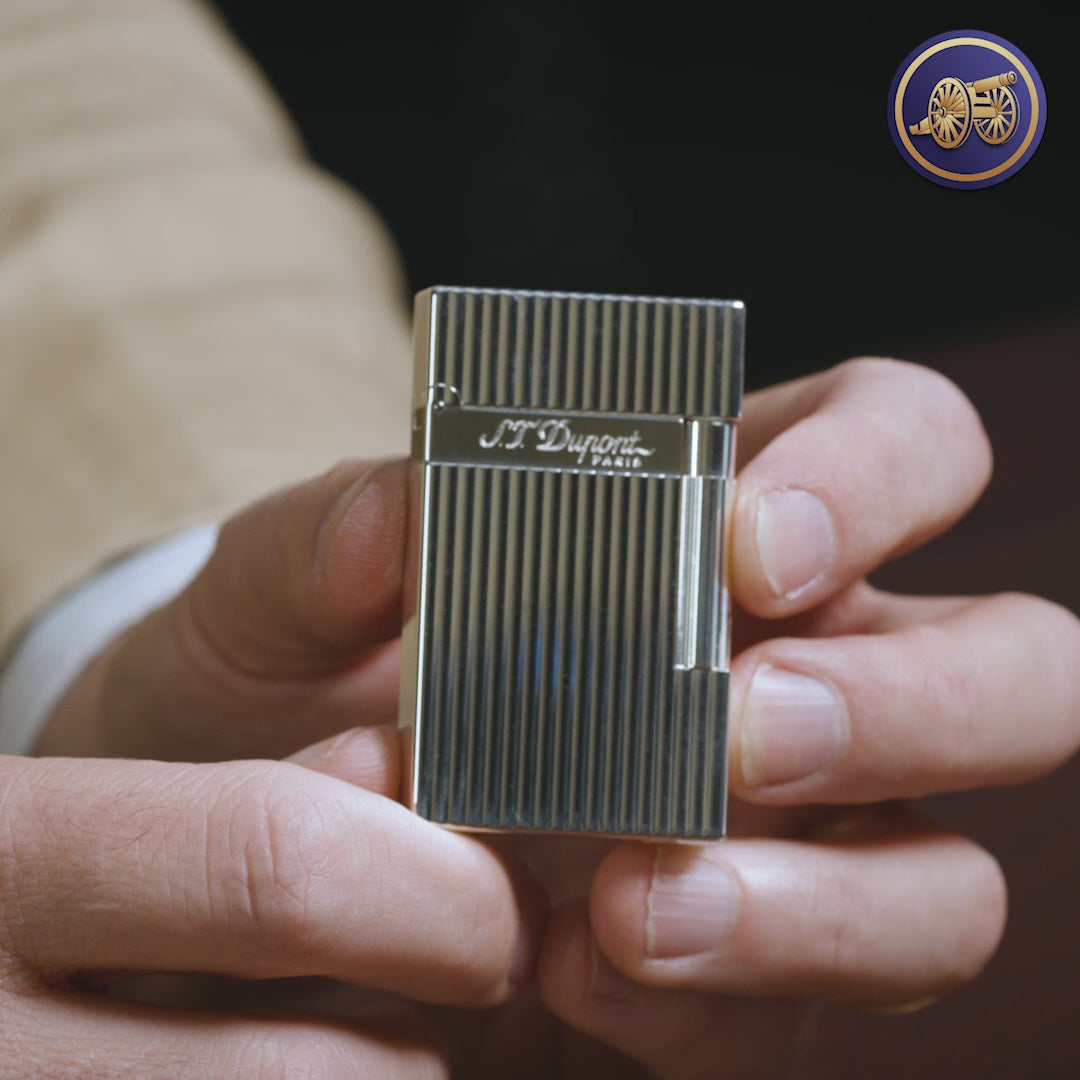 S.T. Dupont Line 2 Vertical Lines Silver Plated Lighter | KirbyAllison.com