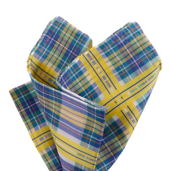 Simonnot Godard Green & Yellow Plaid Cotton Pocket Square ...