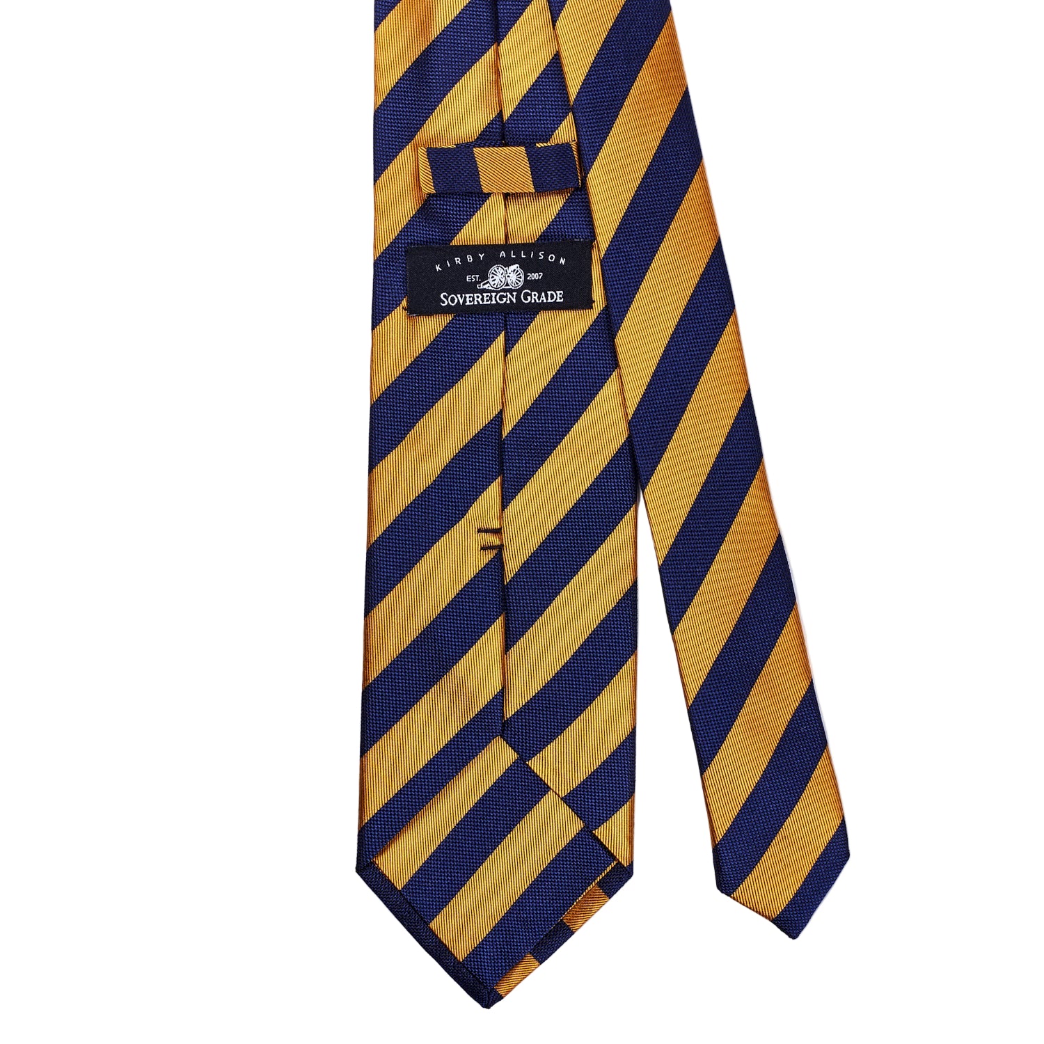 Sovereign Grade Woven Navy and Gold Rep Tie, 150 cm | KirbyAllison.com