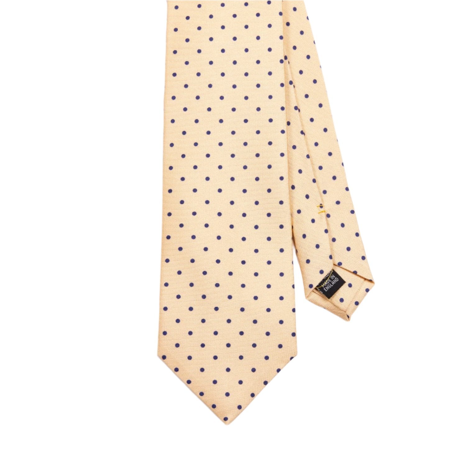 Sovereign Grade Champagne-Navy London Dot Printed Silk Tie ...