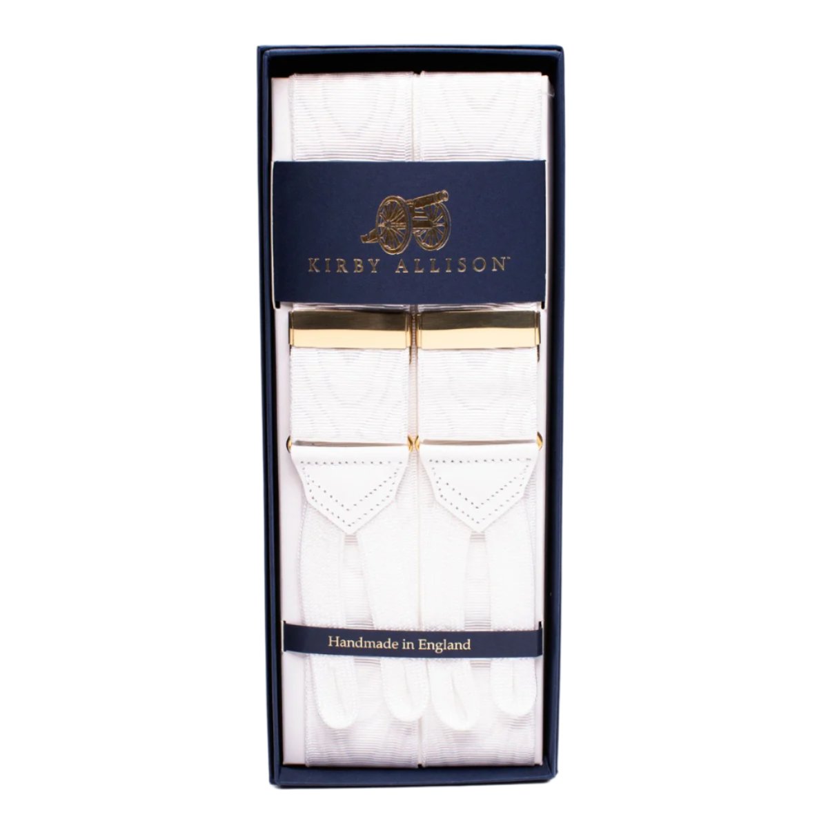 Sovereign Grade White Moire Braces (Gold) | KirbyAllison.com