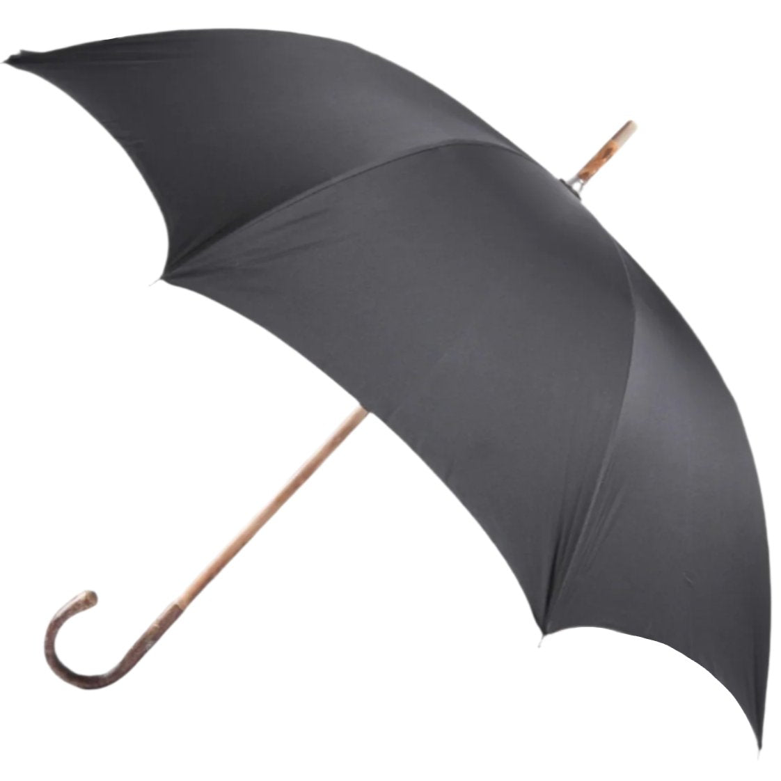 Walnut Solid-Stick Umbrella with Black Canopy | KirbyAllison.com