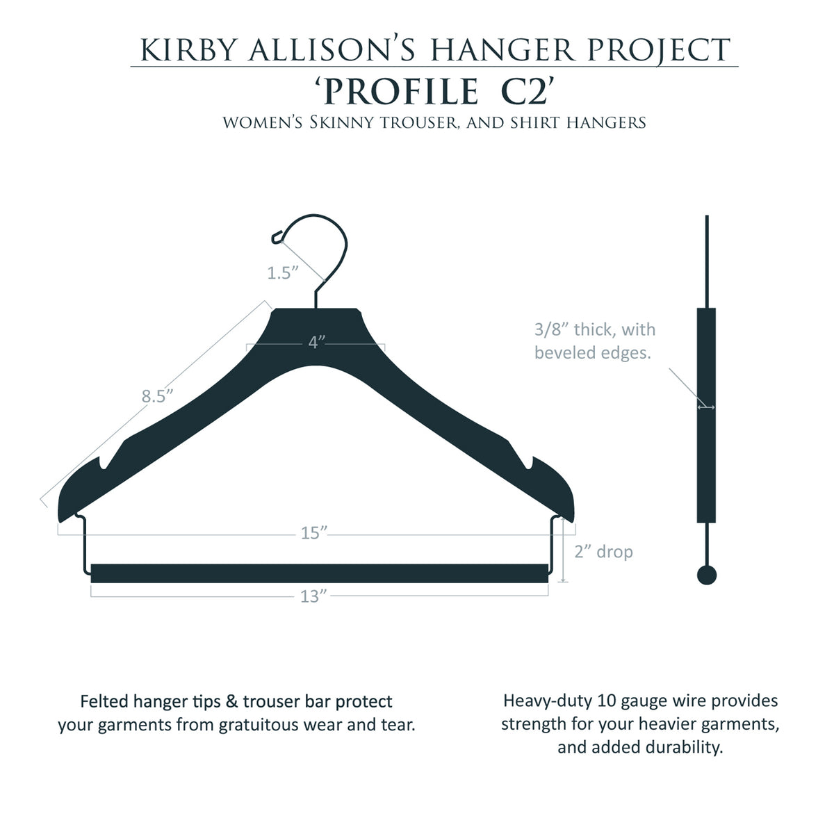 Women's Trouser Hangers, Felted Trouser Bar (Set of 5) | KirbyAllison.com